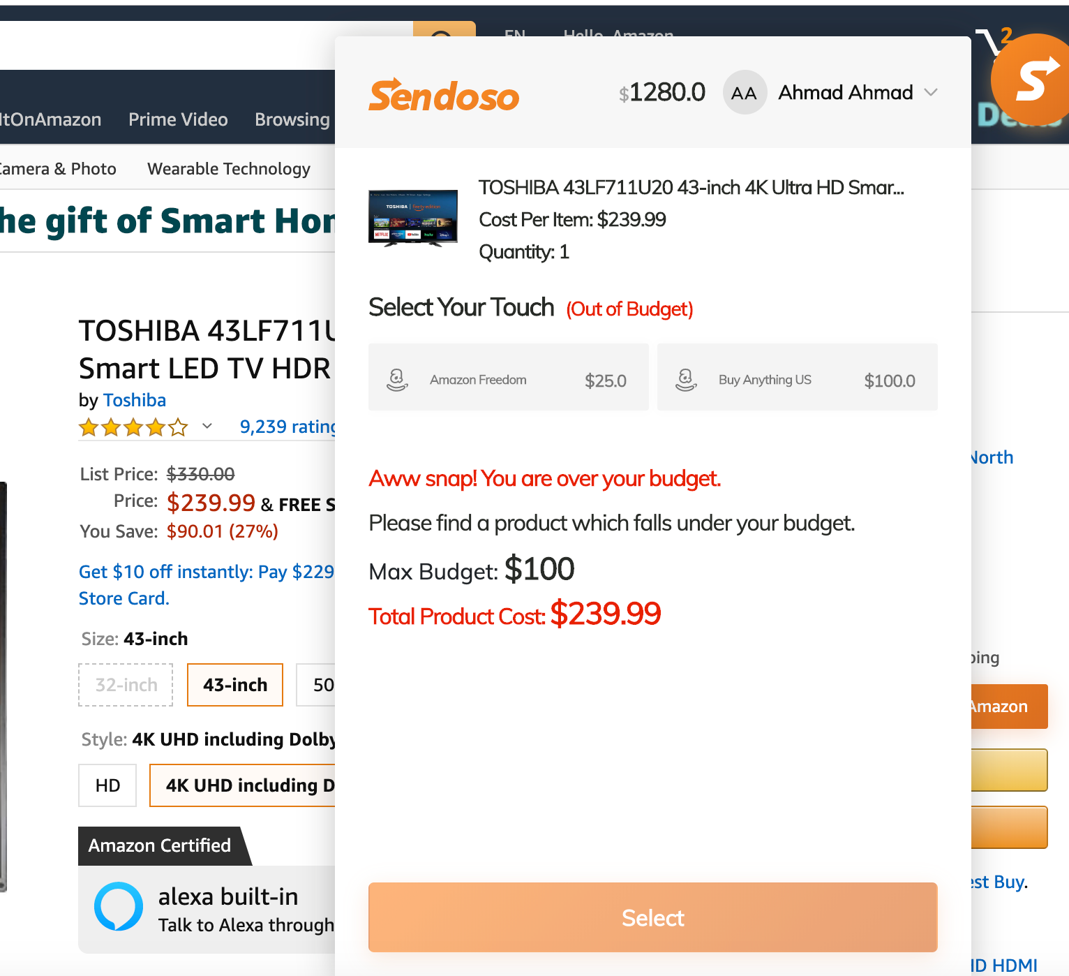 Amazon Chrome Extension Experience – Sendoso